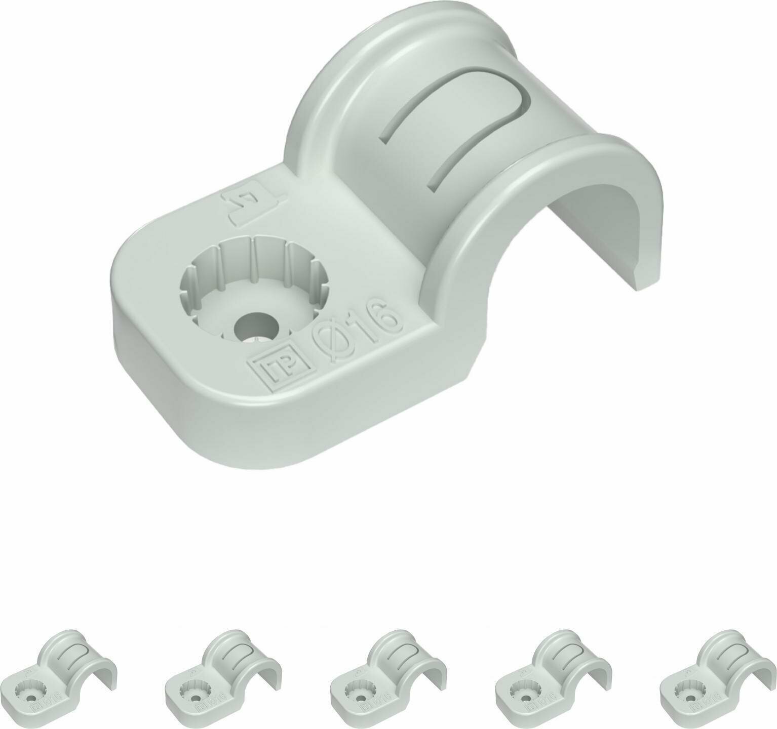 Скоба пластиковая круглая Промрукав 16мм серая (50 шт./уп) (комплект из 5 уп)