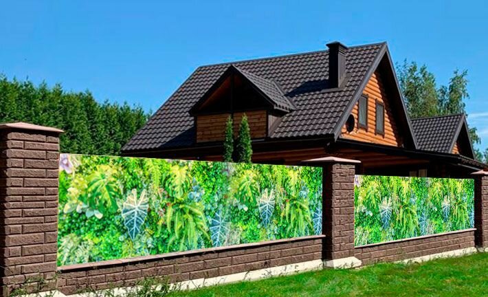 Фотосетка для забора и фасада 1,5 х 6 м без люверсов /Листья