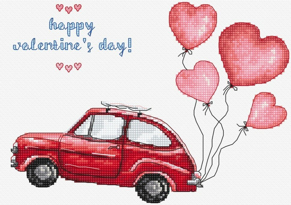 Набор для вышивания LetiStitch #983 Happy Vallentine’s Day (Счастливого Дня Валентина), Счетный крест, 20 x 14 см