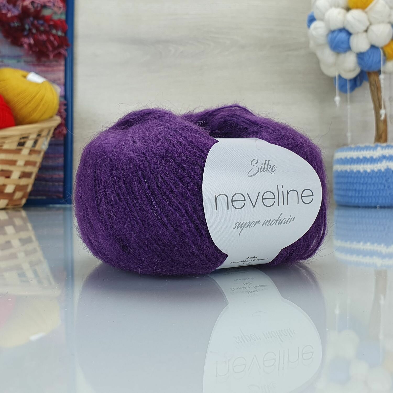 Пряжа Neveline (Silke), фиолетовый - 64, 60% мохер, 40% акрил, 2 мотка, 50 г, 150 м.