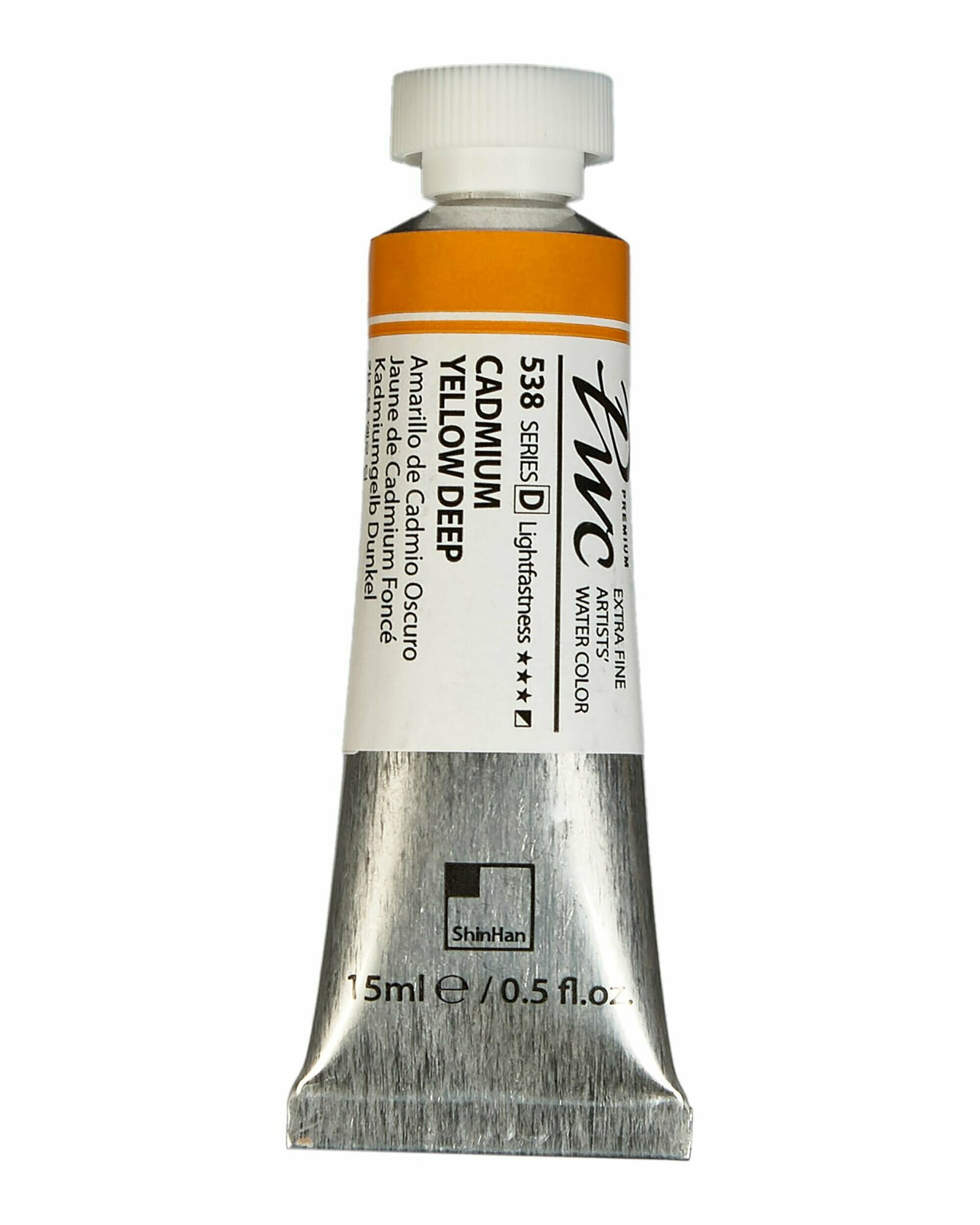 Краска акварельная ShinHan PWC туба 15мл №538 темно-желтый кадмий