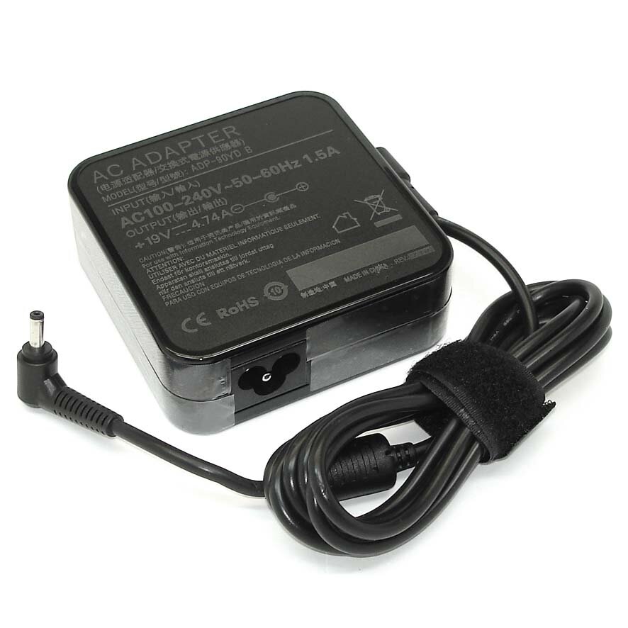 Блок питания (сетевой адаптер) AS9019040135FK для ноутбуков Asus 19V 4.74A 90W 4.0x1.35 мм черный, с сетевым кабелем