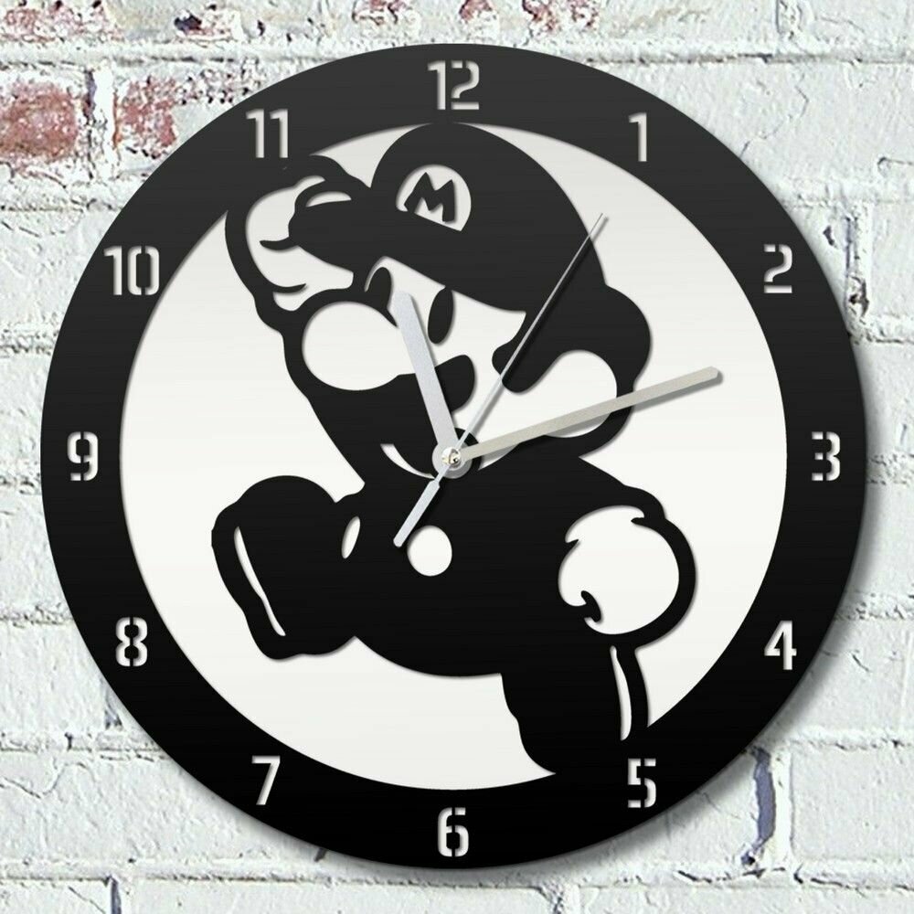 Настенные деревянные бесшумные часы Игры Super Mario Bros - 2255