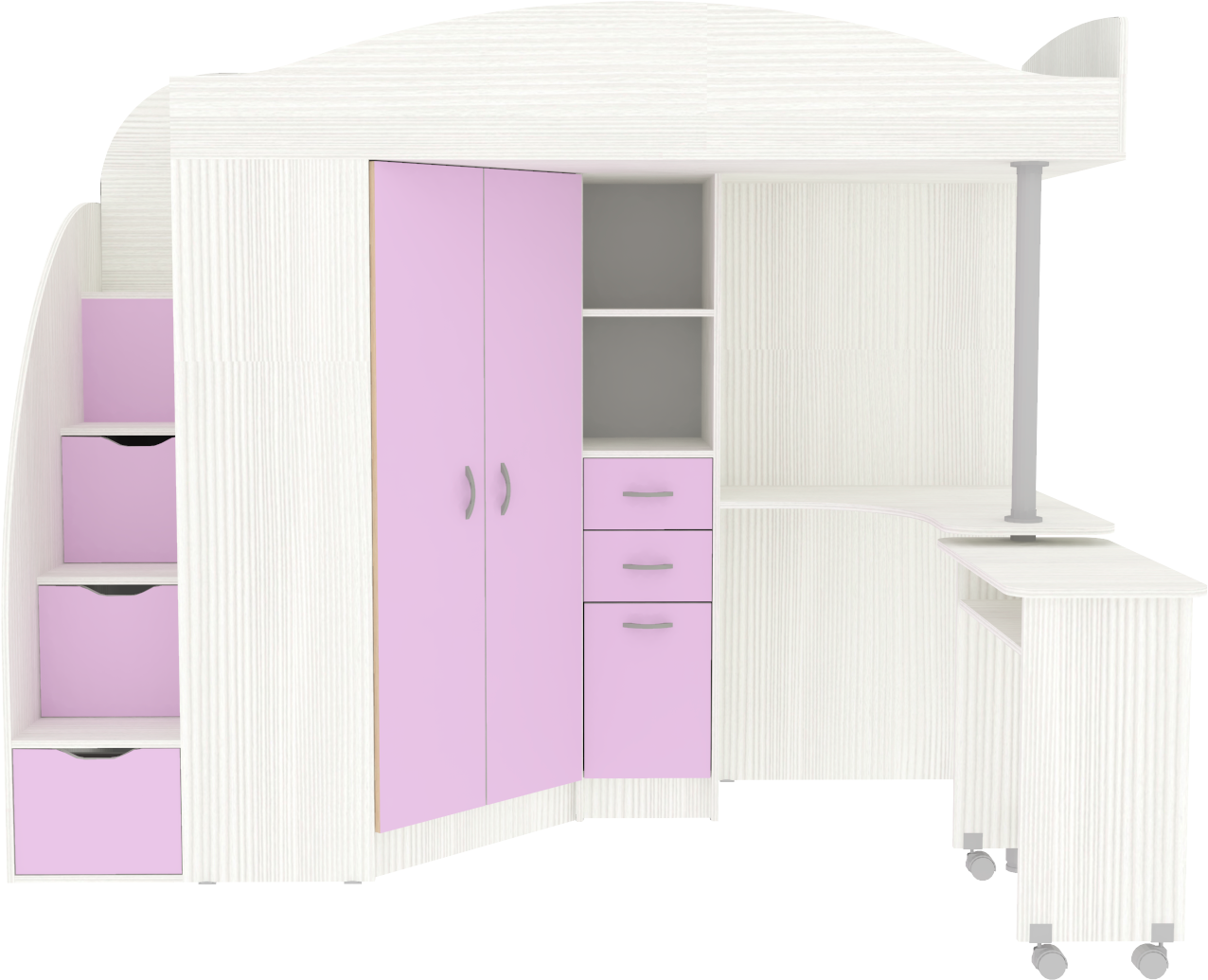 Кровать-чердак "Теремок-1 Гранд" Белое Дерево Ирис