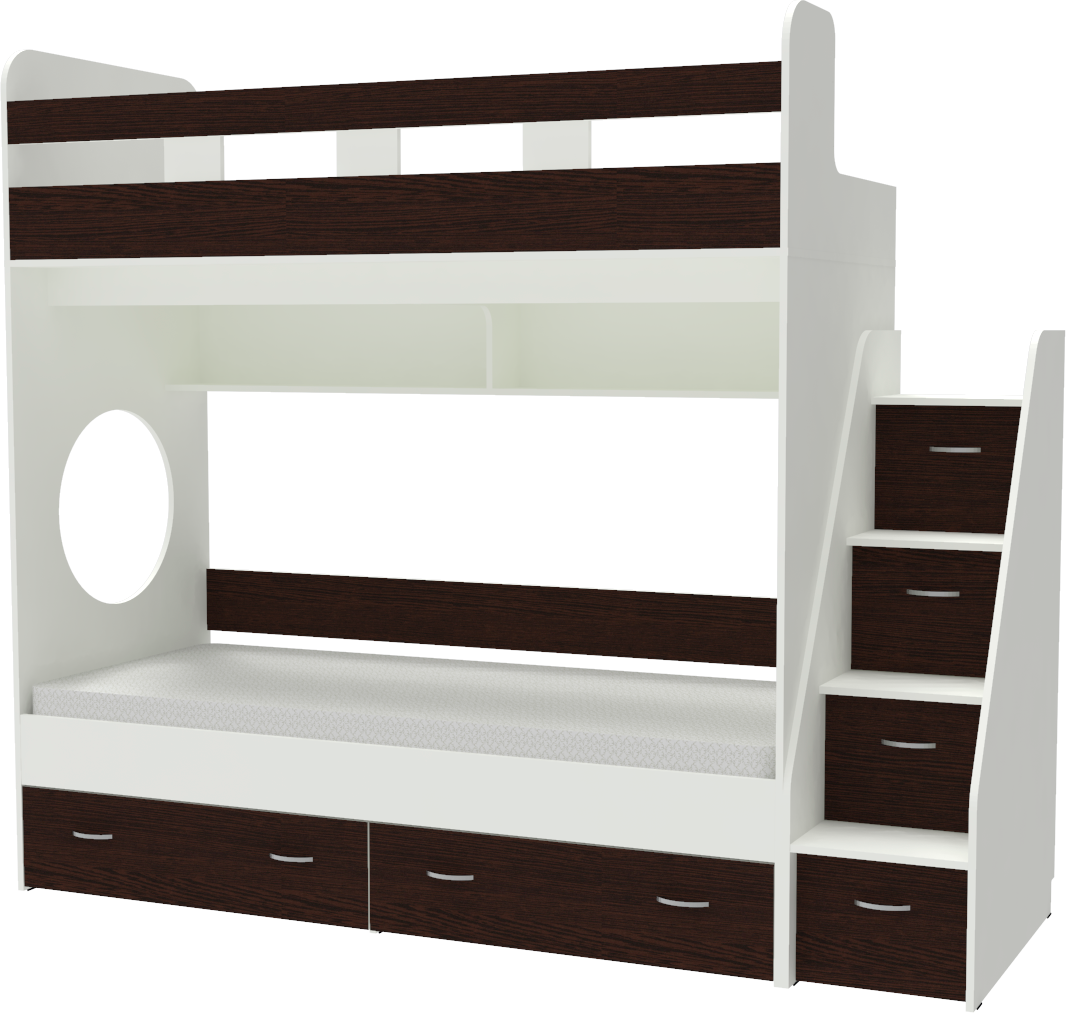 Двухъярусная кровать Юниор 1 80x160 Белый Венге