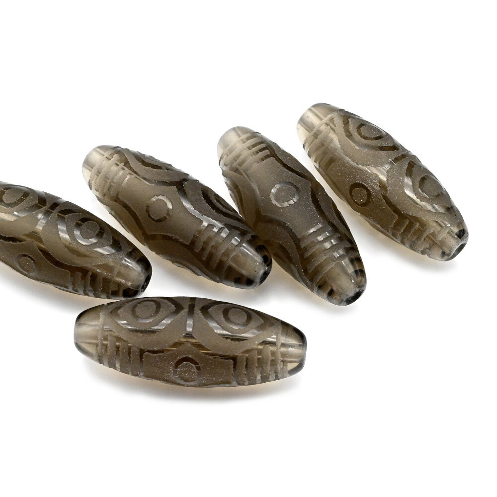 Бусина Дзи "Шесть глаз дракона" из раухтопаза 10*30мм, 1 бусина .