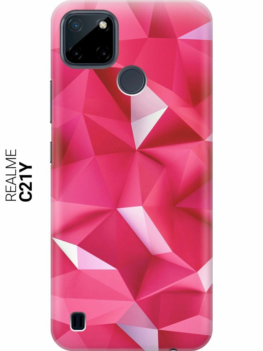 Силиконовый чехол на Realme C21Y, Рилми С21у с принтом "Малиновые ромбы"