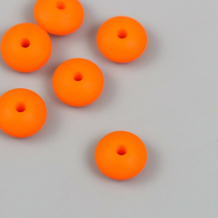 Бусина силикон Сплющенная, оранжево-красная, d=1.2 см, 6 шт.