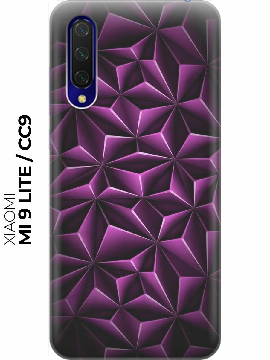 Накладка Transparent для Xiaomi Mi 9 Lite / CC9 с принтом "Лиловый узор"