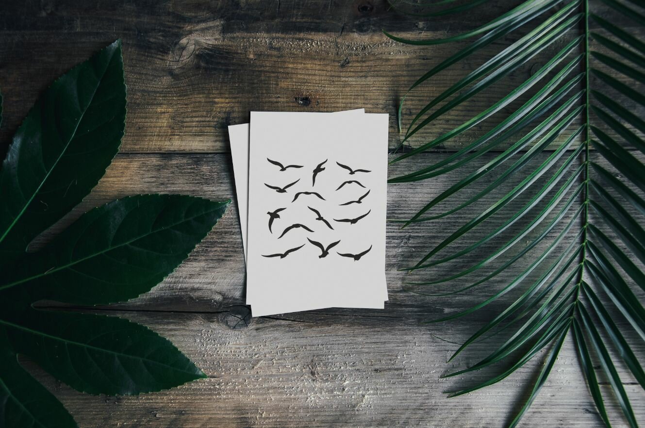 Трафарет Птицы 2 / шаблон пластиковый многоразовый /2шт