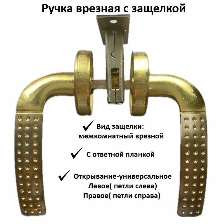 Ручка врезная с защелкой золотого цвета