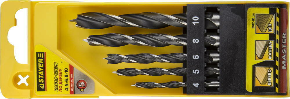 Набор сверл по дереву 5 шт Stayer PROFI 2942-H5_z01