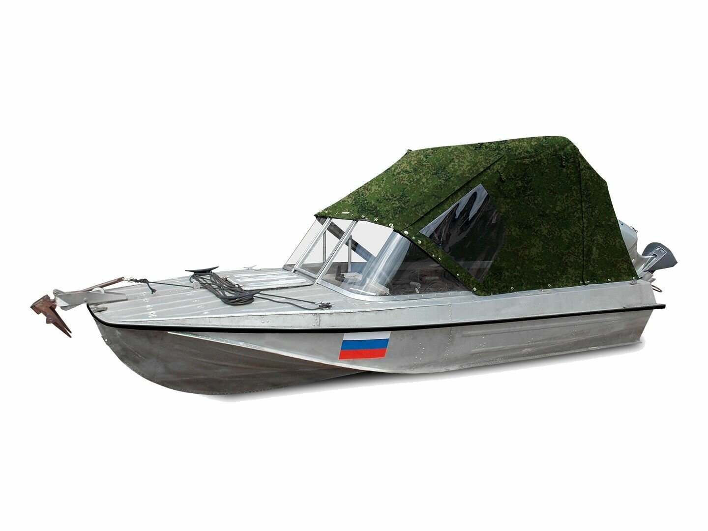 Казанка 5М. Стекло с калиткой, тент, дуги, крепление. Комплект