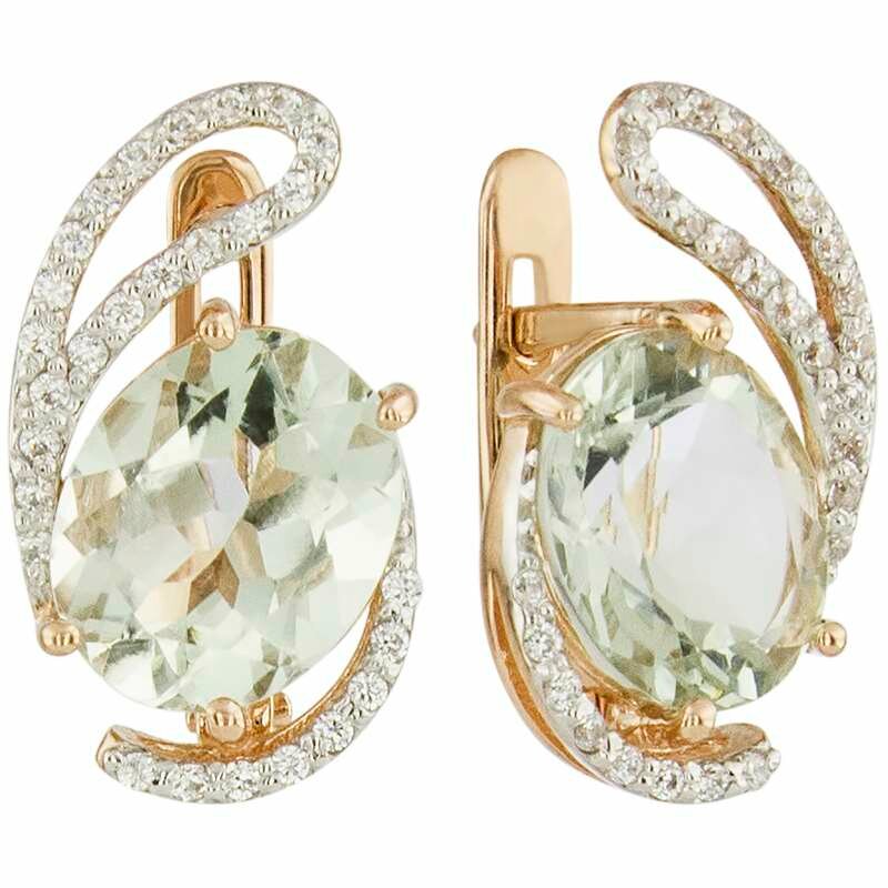 Серьги, красное золото, 585 проба, аметист