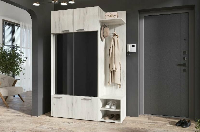 Комплект мебели для прихожей "Стелла" Дуб крафт белый
