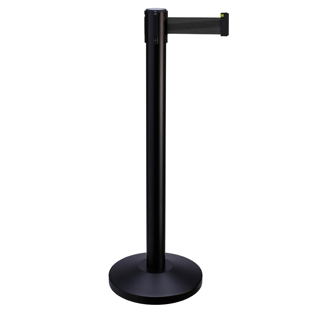 ArtBarrier® Стойка с вытяжной лентой ArtBarrier Black (2,5 метра черная лента)