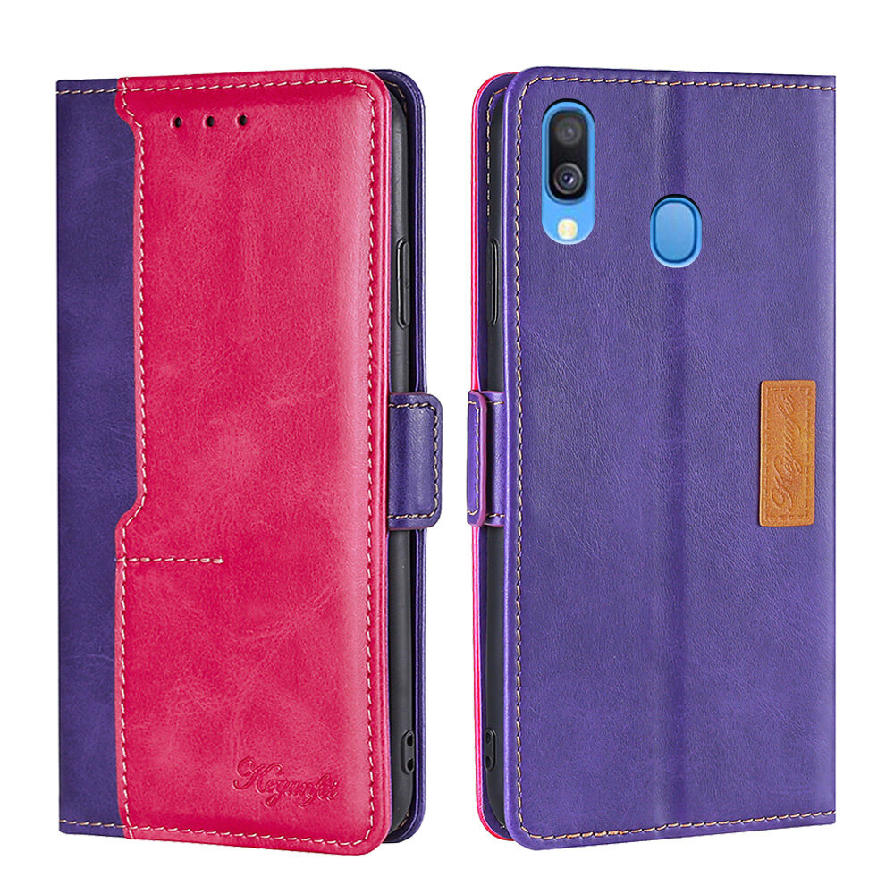 Чехол-книжка MyPads для Samsung Galaxy A40 (SM-A405F) / Самсунг А40, смешать два цвета (красный + фиолетовый)