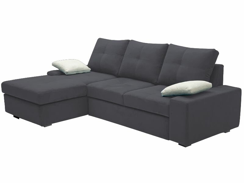 Диван-кровать угловой Panino для гостиной c подлокотниками, серый, велюр, раскладной, 260х157х85см