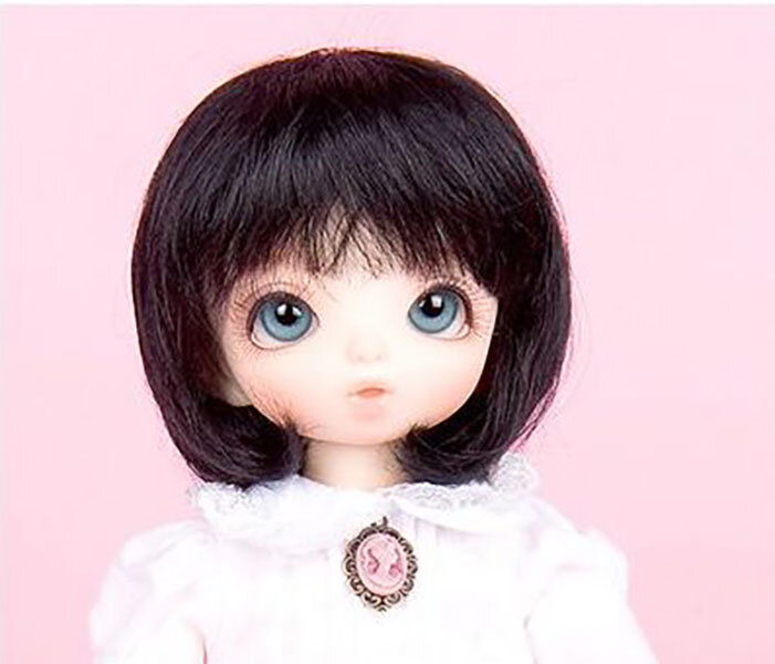 Fairyland Wig LFW-03 for LittleFee black (Короткий парик с прямой чёлкой размер 15-18 см чёрный для кукол ЛитлФи Фейриленд)