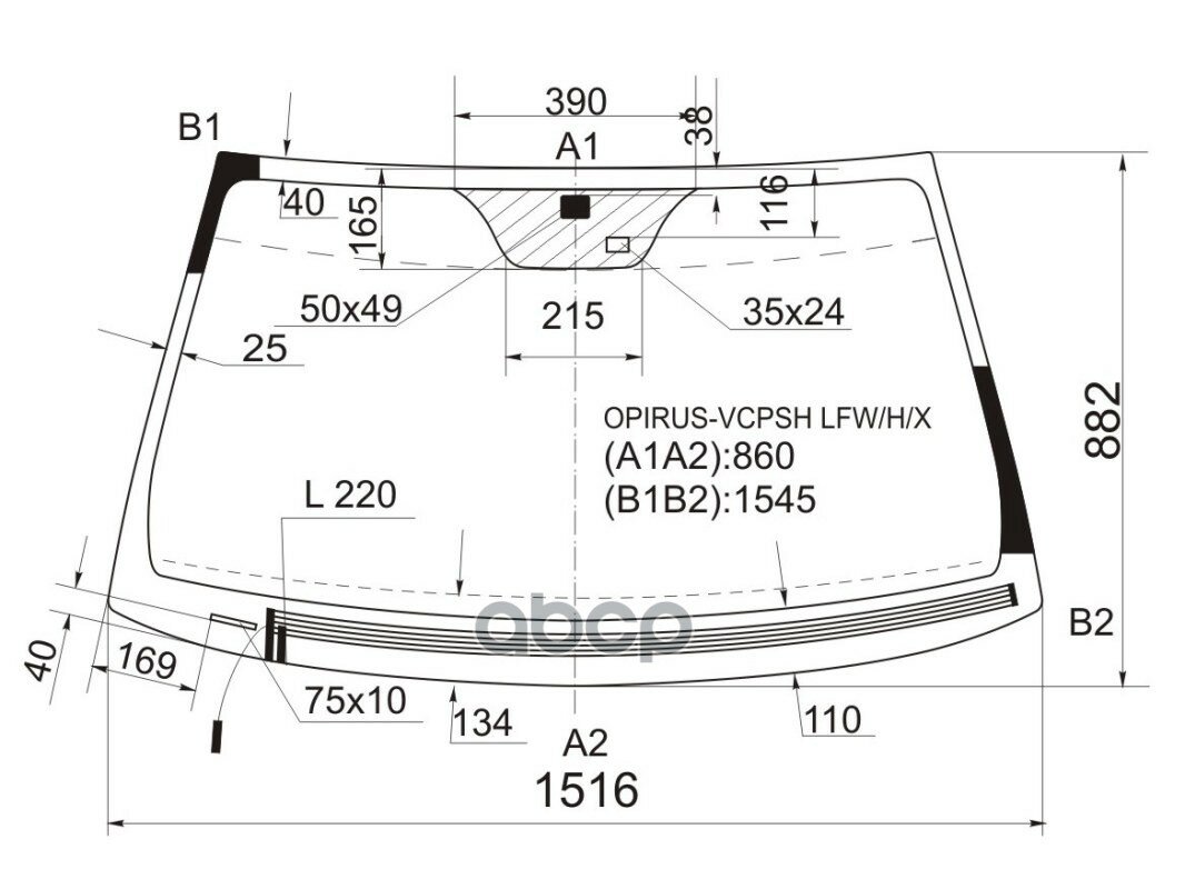 Стекло лобовое (Обогрев щеток/ Датчик дождя) Kia Opirus 03-11 XYG арт. OPIRUSVCPSHLFWHX