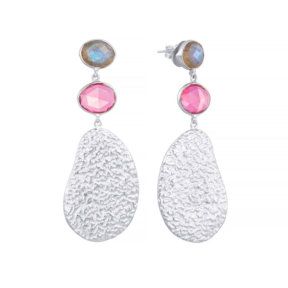 Серьги, серебро, 925 проба, лабрадорит