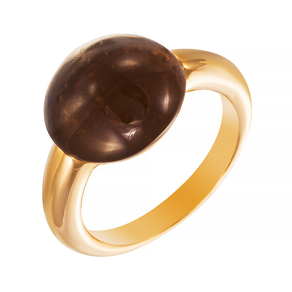 Кольцо, серебро, 925 проба, раухтопаз