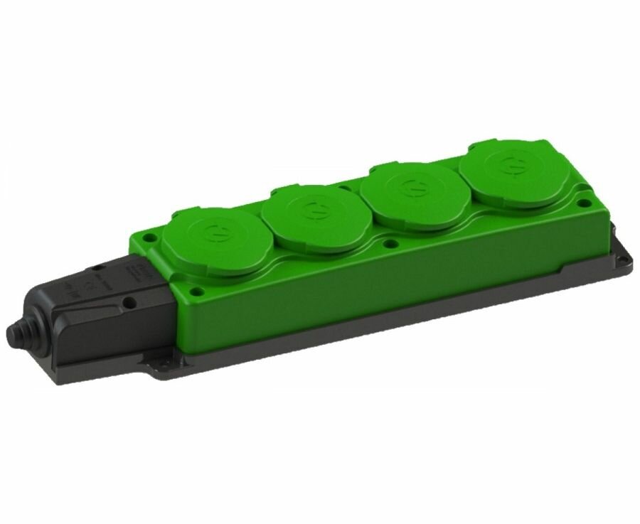 NE-AD колодка ОУ четверная 4 гн. с загл. каучук 2P+PE 1x16A 220-240V IP54 зеленый 4134