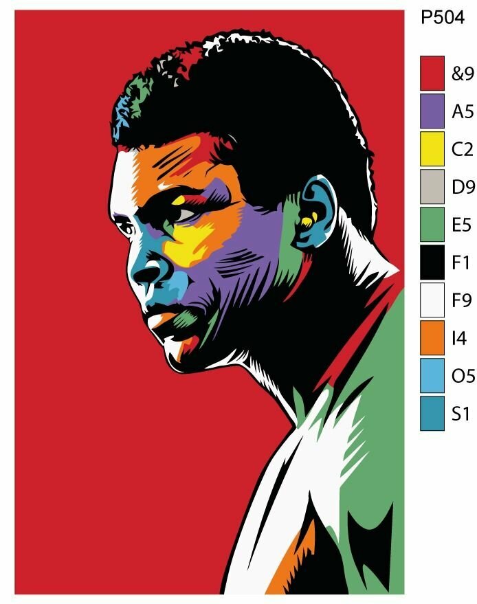 Детская картина по номерам P504 "Бокс. Боксер Мухаммед Али" 20x30