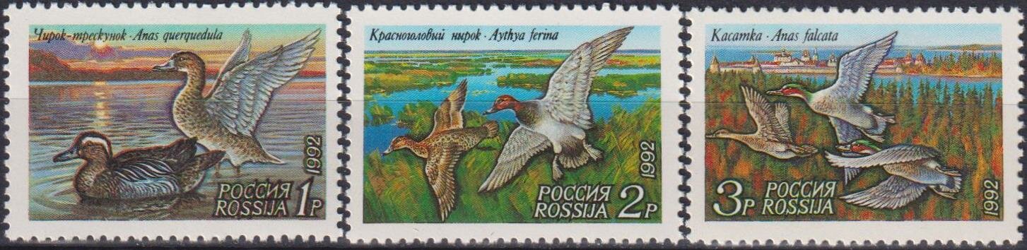 Почтовые марки Россия 1992г. "Утки" Утки MNH