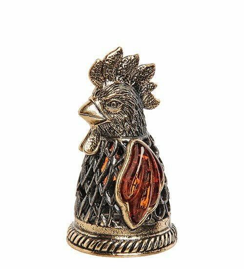 Колокольчик Петушок (латунь, янтарь) AM-2687 113-709414