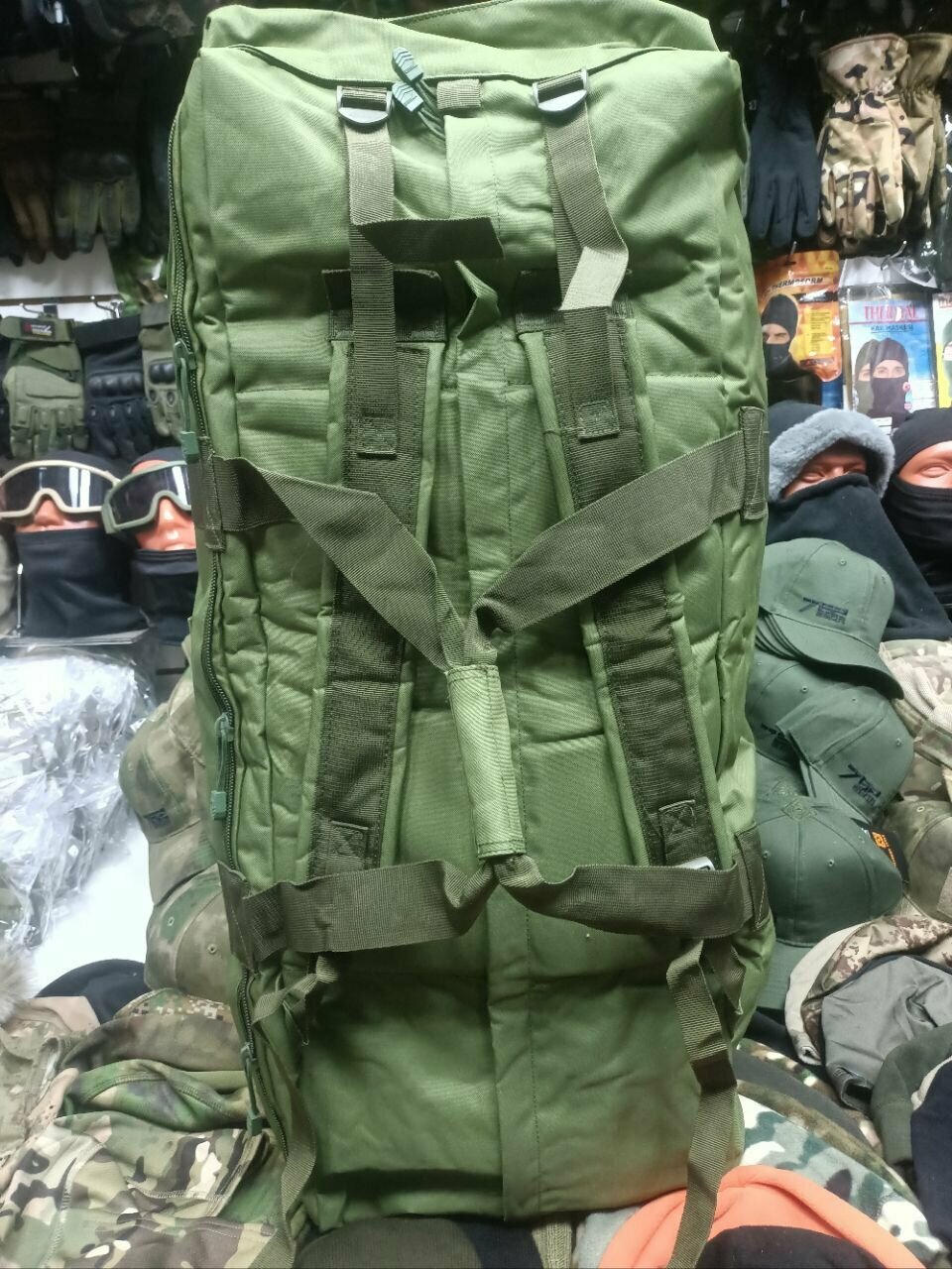 Тактическая сумка рюкзак трансформер/армейская военная/баул с лямками 100 литров олива