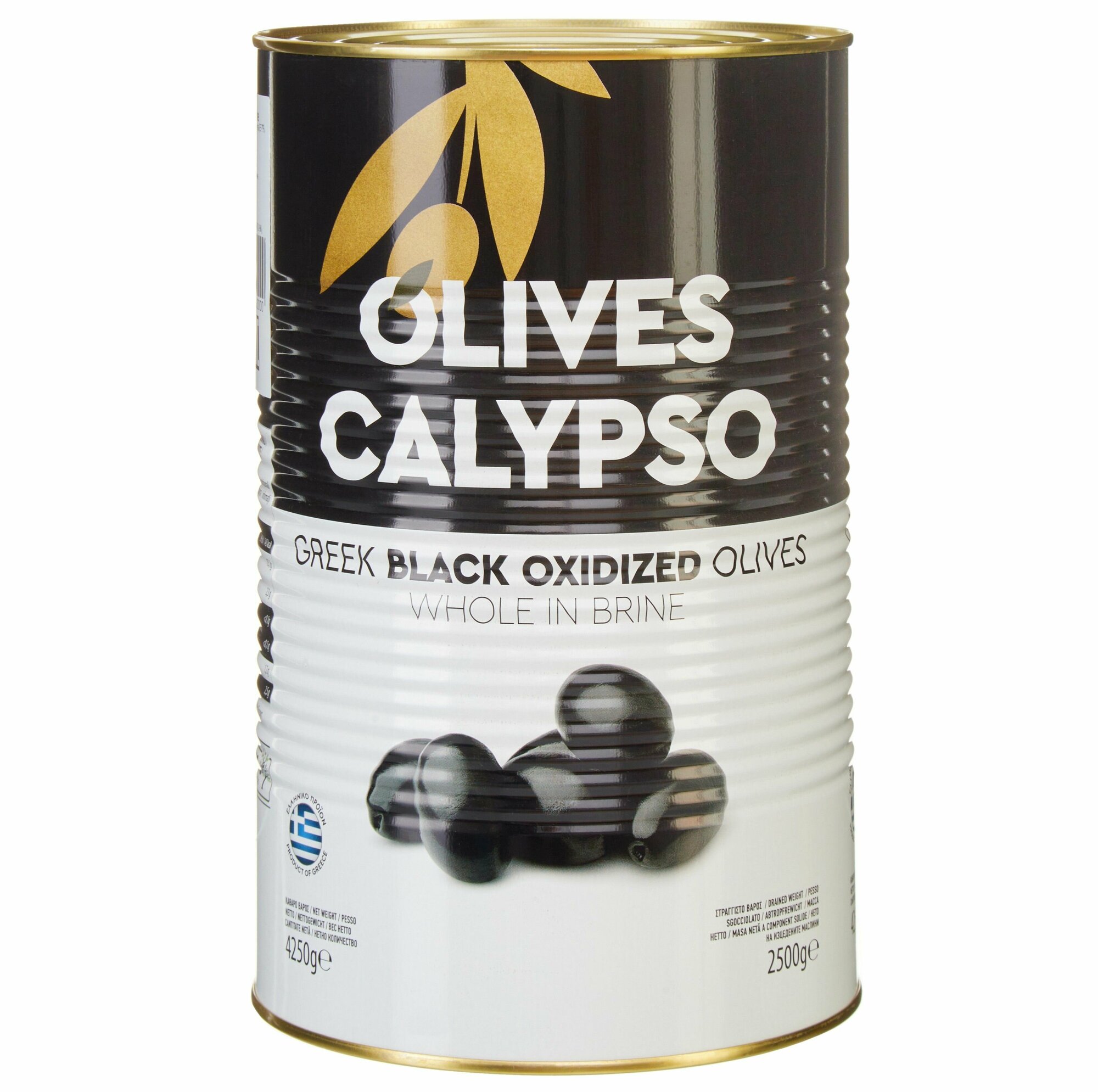 Маслины оливки халкидики Гигантские 70-90 с косточкой 4300 мл CALYPSO Супер Мамут черные