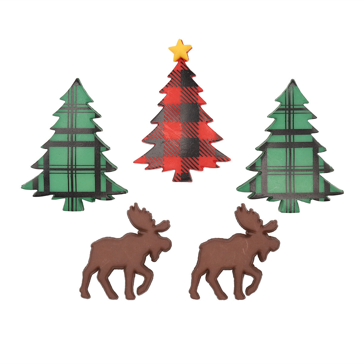 Пуговицы фигурные декоративные Dress It Up 'Рождественские лес', пластик, 5 шт