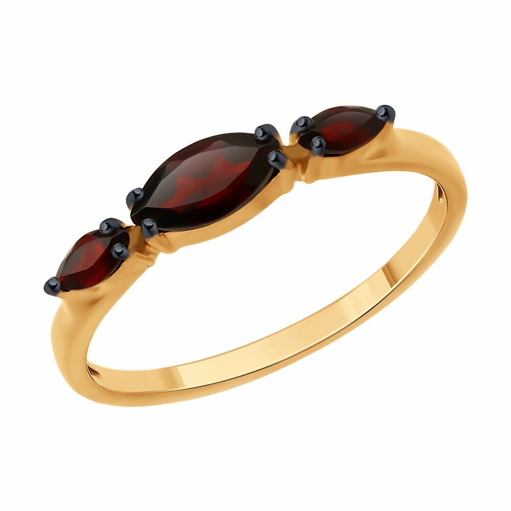 Кольцо, красное золото, 585 проба, гранат