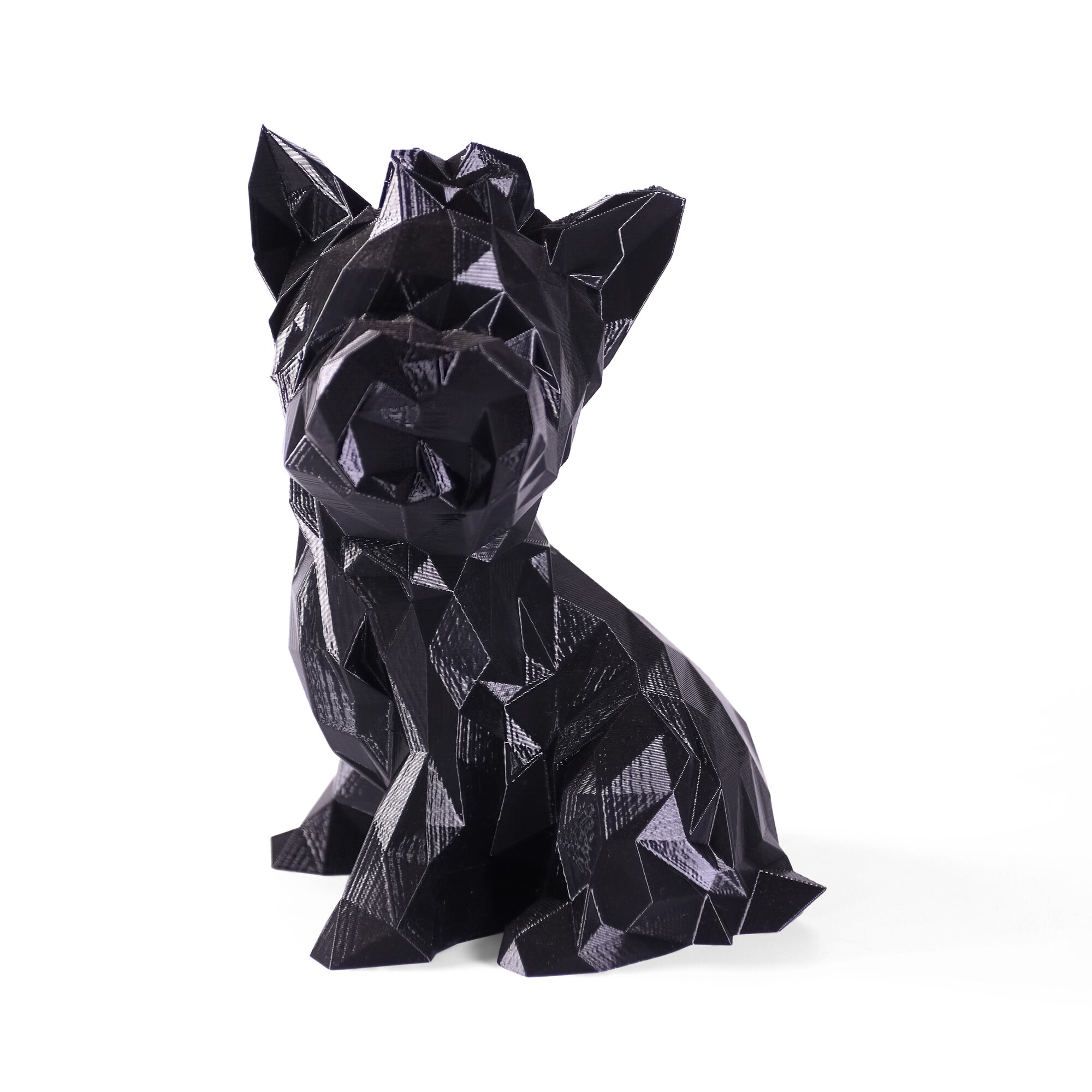 Статуэтка собаки породы Йорк (York dog) полигональная 160 мм, 3D печать, черный