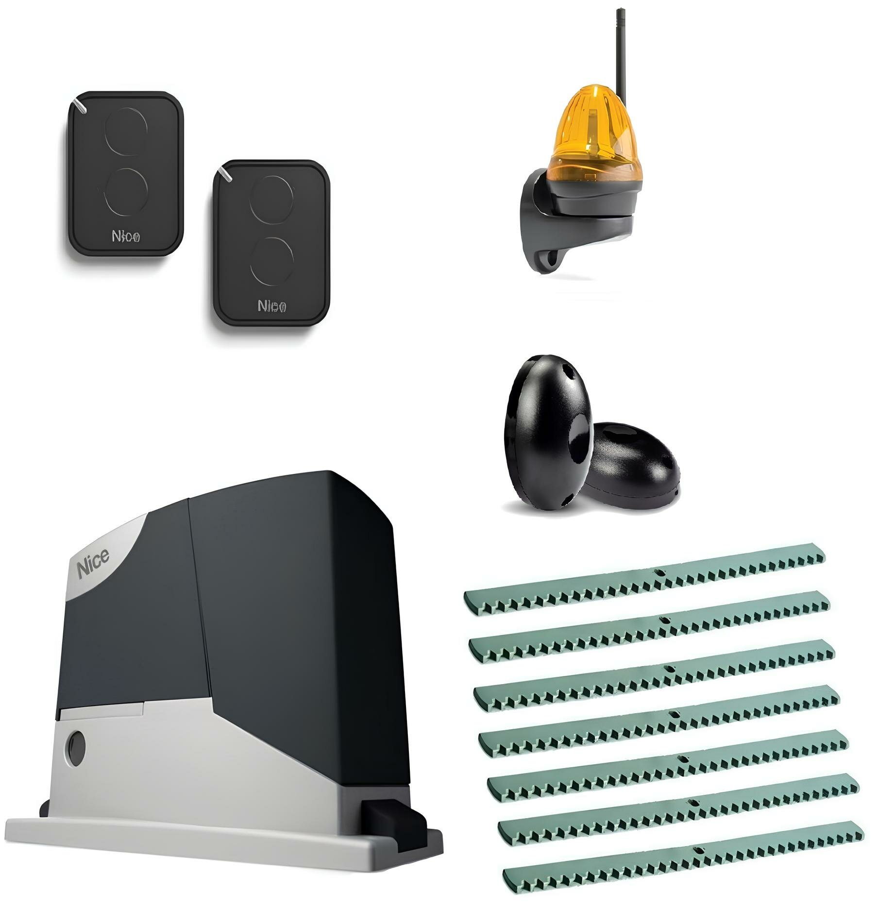 Автоматика для откатных ворот RD400KCE FULL7-K1, комплект: привод, 2 пульта, фотоэлементы, лампа, 7 реек