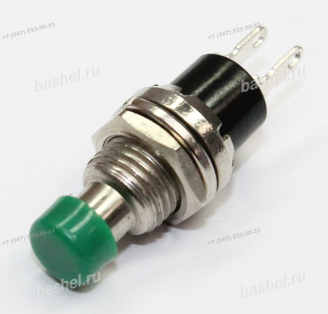 Кнопка PBS-10B-2 мини, б/ф, мет, зелёная, DAYTON