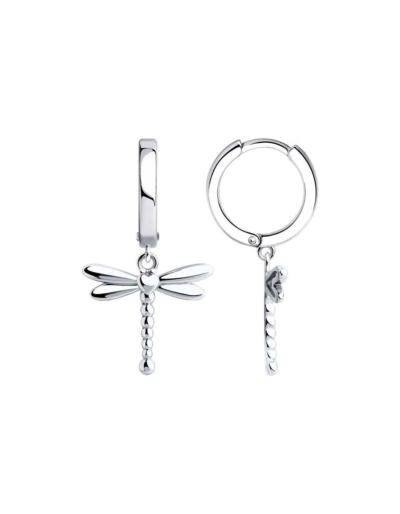 Серьги конго, серебро, 925 проба, родирование