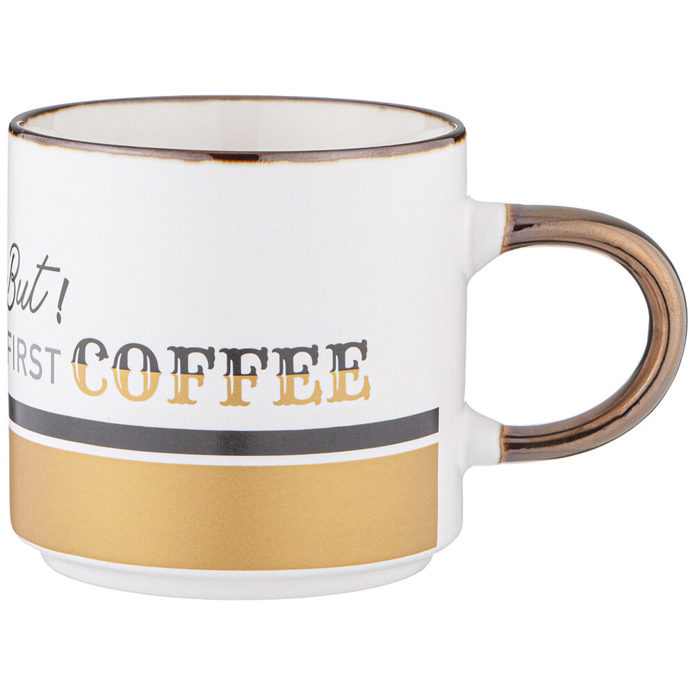 Кружка 260-970 but first coffee 390 мл белая