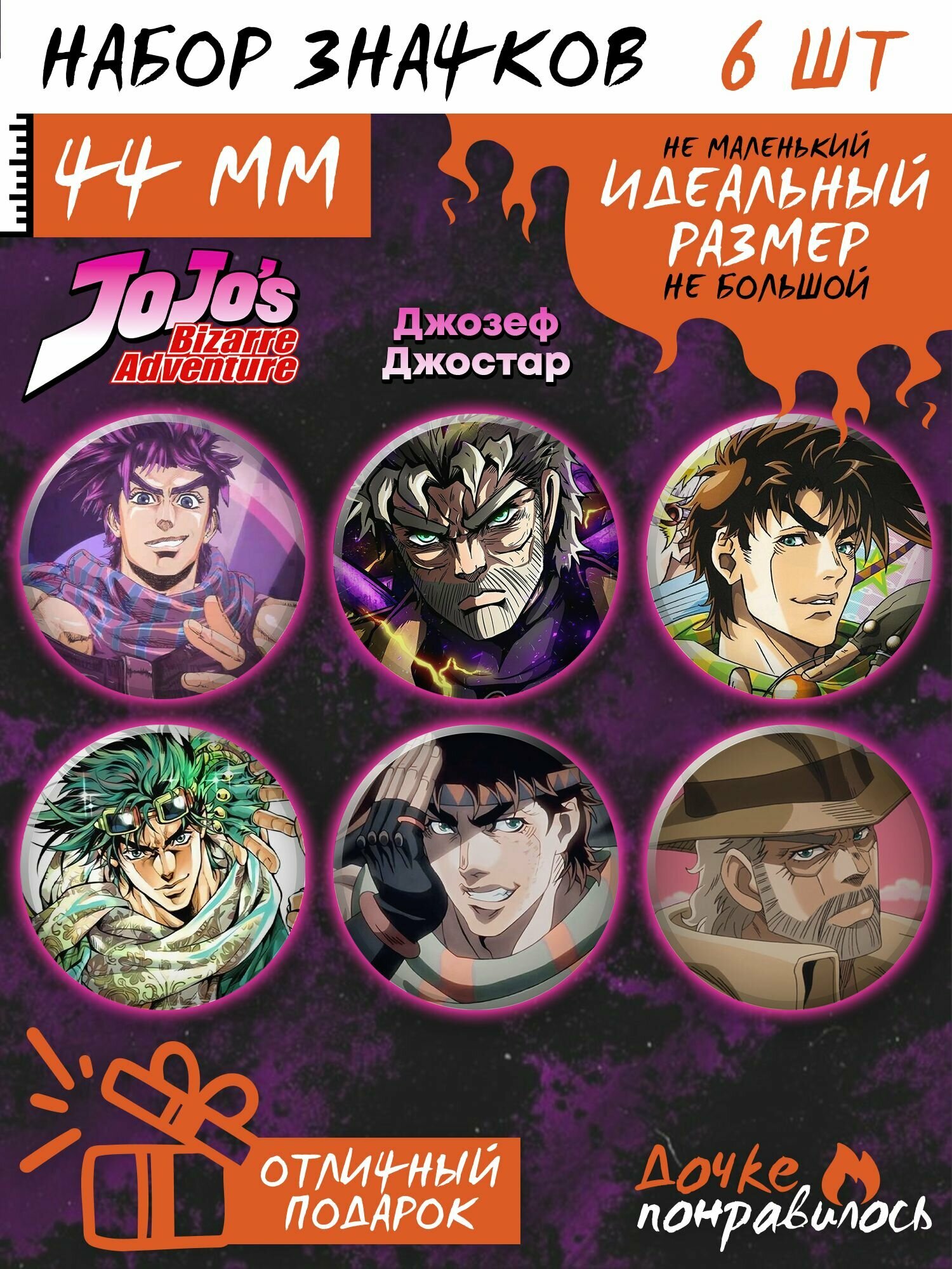 Значки на рюкзак Джоджо Джозеф Джостар