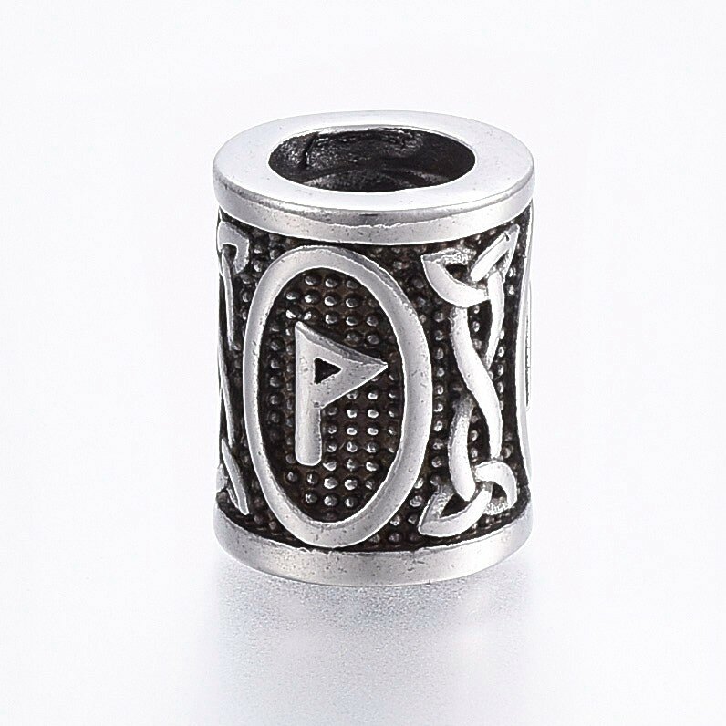 Бусина металлическая, 16х13мм, Руна Вуньо, базовый материал - нержавеющая сталь, без покрытия, с чернением, 1 шт.