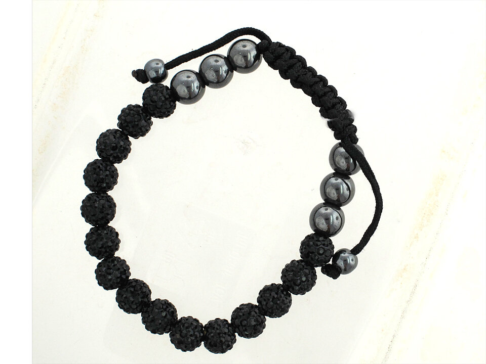 Браслет, стекло, гематит