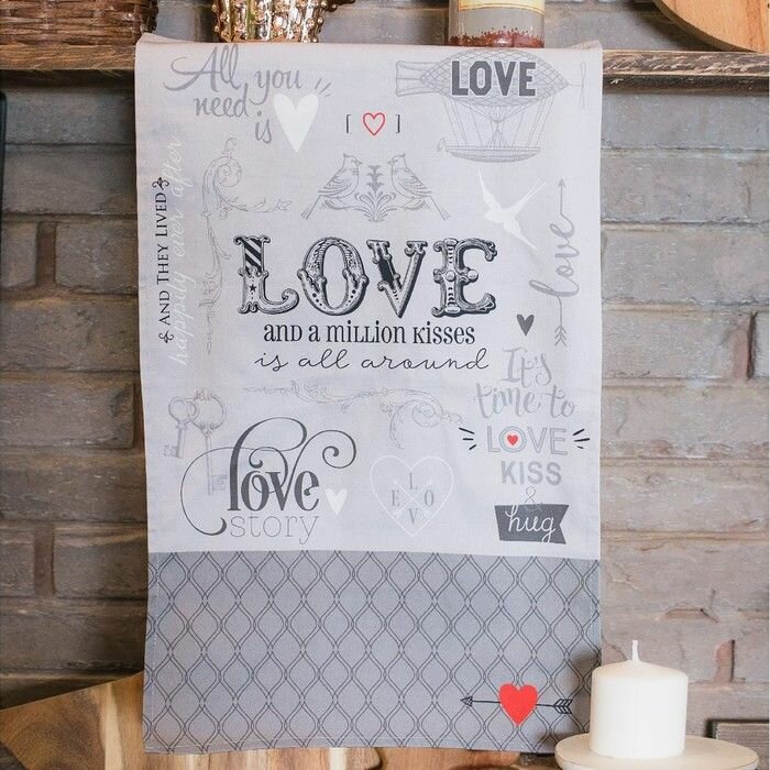 Полотенце "Этель" Love 40х67 см, 100% хлопок, саржа 190 гр/м2