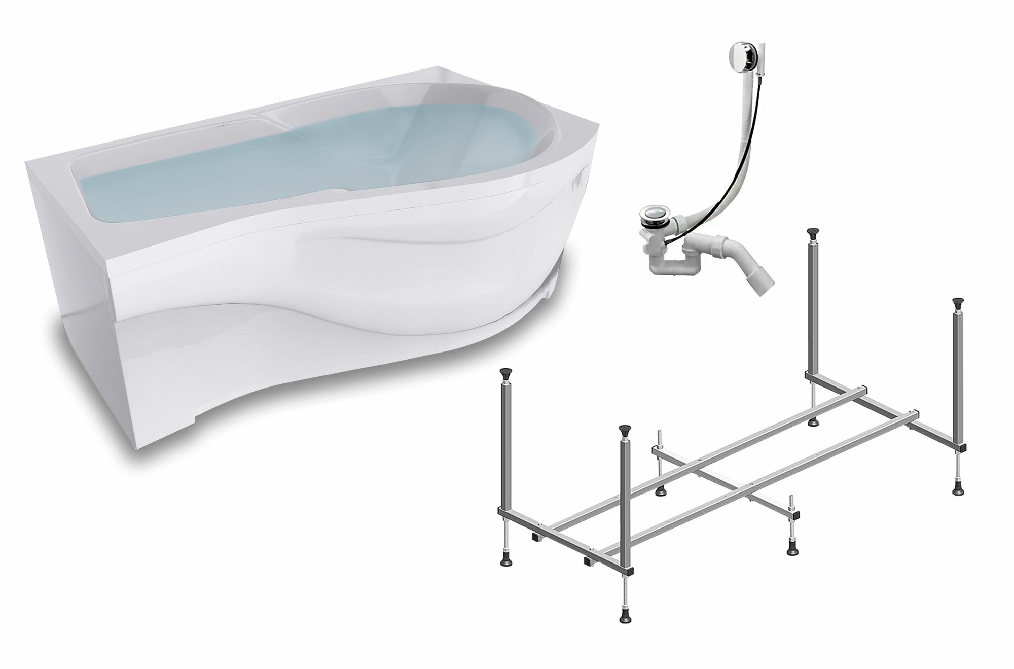 Ванна 5в1 VINO 150х90: ванна, каркас, сифон, 2 панели