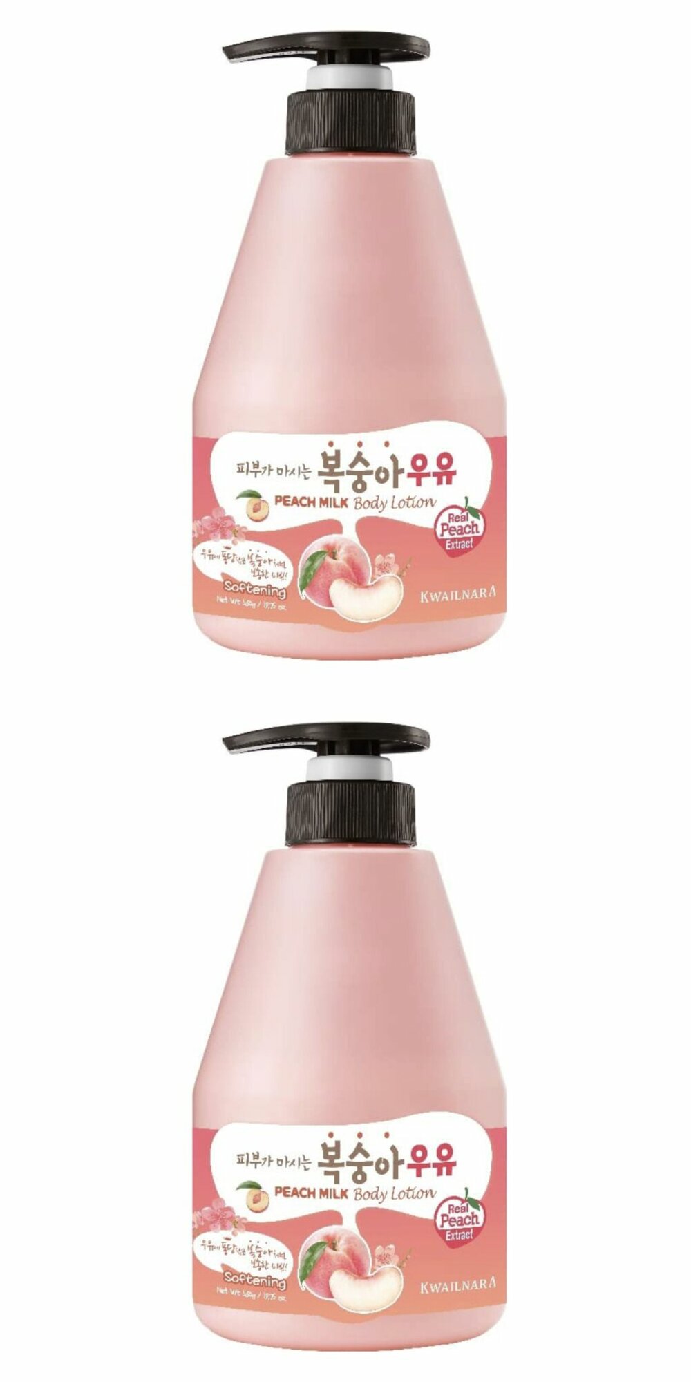WELCOS Лосьон для тела Kwailnara Peach Milk Body Lotion, 560 гр, 2 шт.