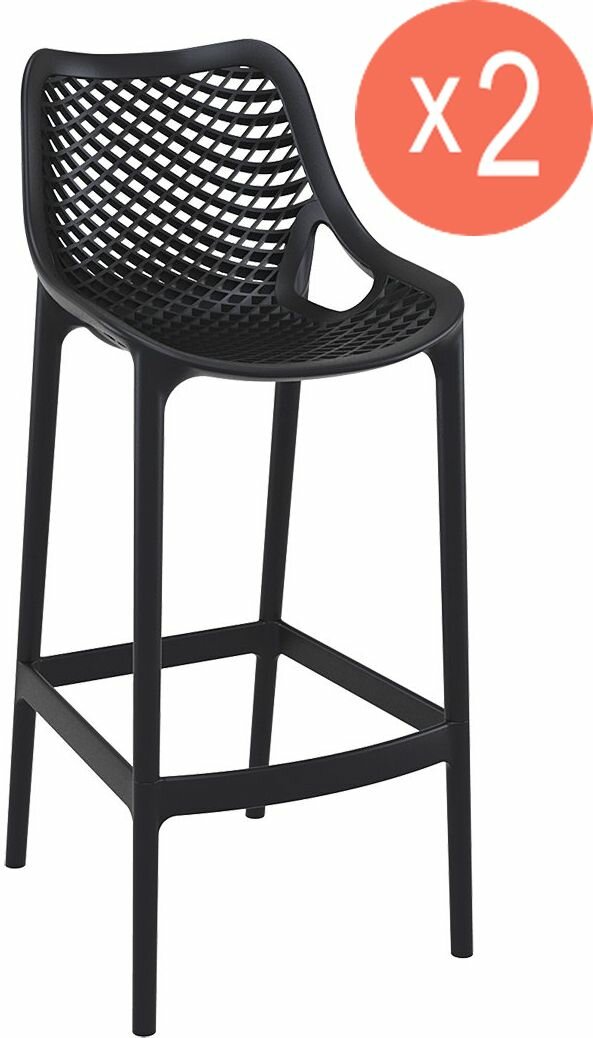 Комплект из 2-х барных стульев со спинкой Siesta Air Bar 75, уличный, цвет черный