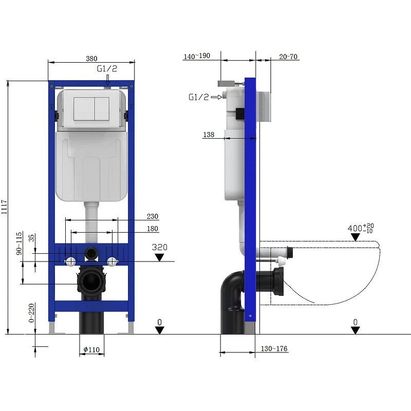 Инсталляция для унитаза Allen Brau Pneumatic Slim 9. 11102 20 9.11102.20
