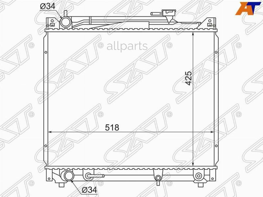 SAT SK0001-V6 Радиатор Suzuki Escudo 88-05 / Grand Vitara 97-05 / Chevrolet Tracker 97-05 / Mazda Proceed Levante