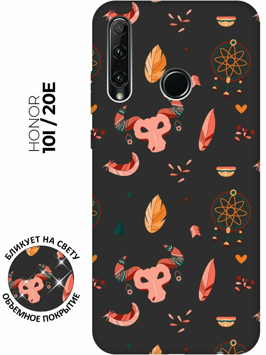 Матовый чехол Boho для Honor 10i / 20e / Хонор 10 ай / 20е с 3D эффектом черный