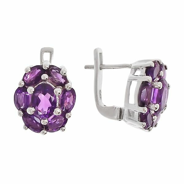 Серьги, серебро, 925 проба, родирование, аметист